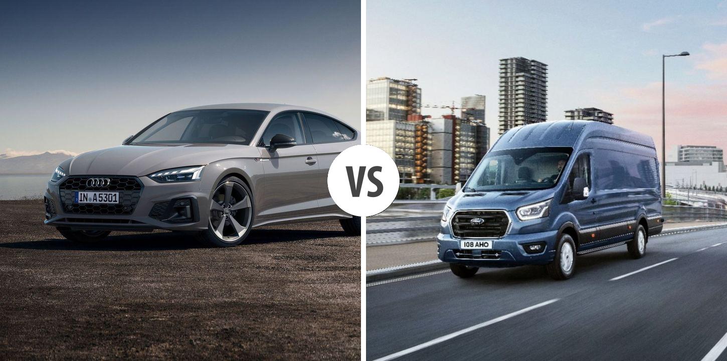 Audi A5 Sportback vs Ford Transit Custom Bus porównanie - różnice, ceny ...